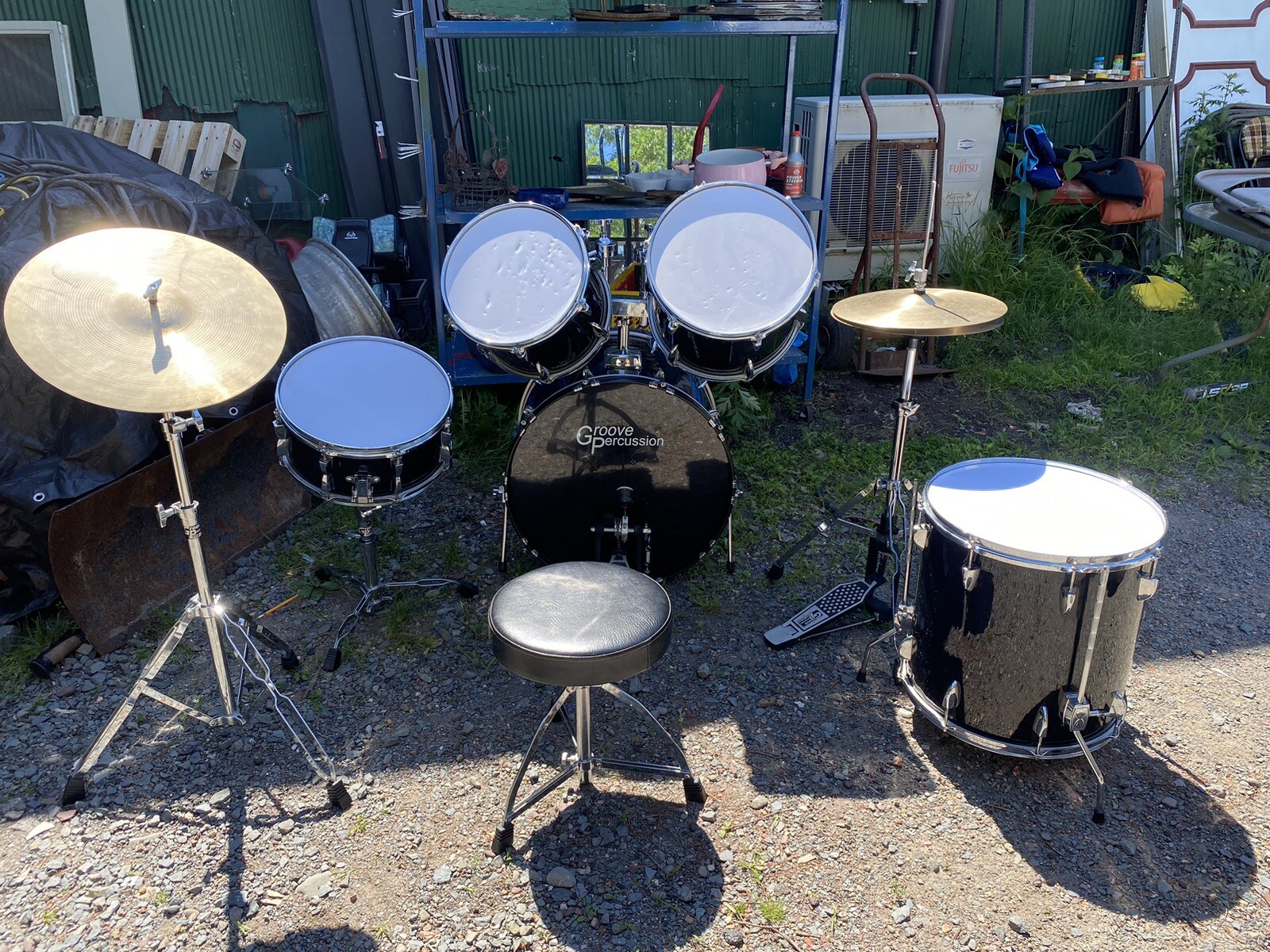 Vintage Groove Percussion 5-Piece Drum Set - Complete with Hardware and ...