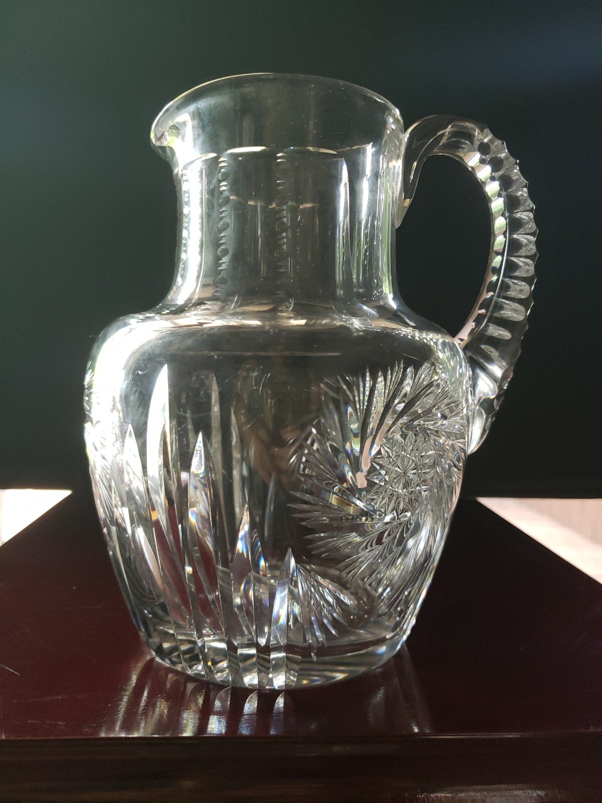 PITCHER American Brilliant Period glass Crystal Pinwheel Diamond cut ...