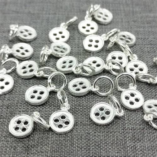 12pcs of 925 Sterling Silver Shiny Button Charms for Bracelet Necklace ...