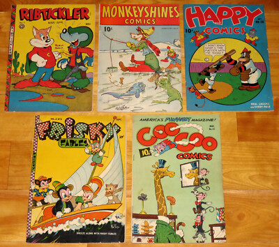 1945-47 Funny Animal Lot RIBTICKLER, MONKEYSHINES, FRISKY FABLES, HAPPY ...