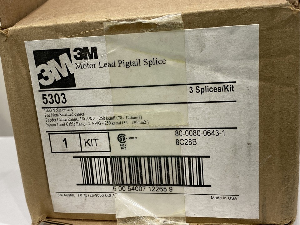 (A) 3M 5303 Motor Lead Pigtail Splice 1000V Or Less For Non-shield ...