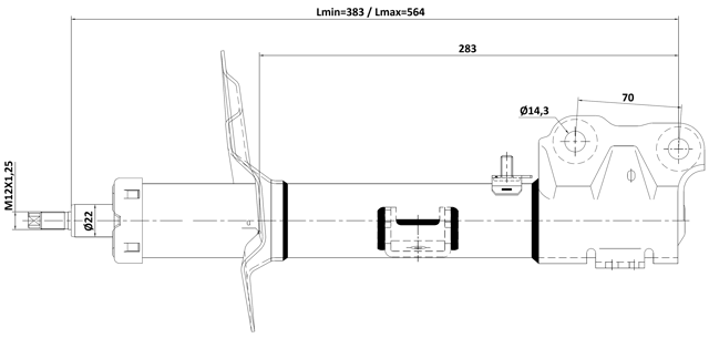 Shock Absorber Front Left Gas.Twin Tube Febest 04110-006FL OEM 3340046 ...