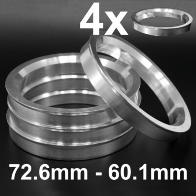 4x Aluminium metal Spigot Rings 72,6-60,1 Car Alloy Wheel Hub centric ...