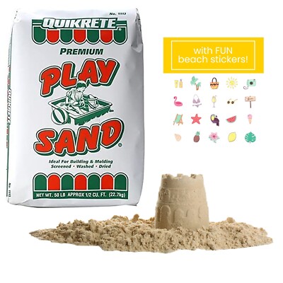 50 LB Quikrete Play Sand for Kids' Sandbox with Fun Summer Stickers | eBay