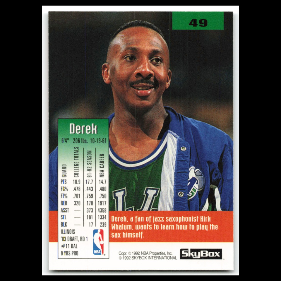Derek Harper #49 1992 SkyBox Dallas Mavericks Basketball Card NBA NM | eBay
