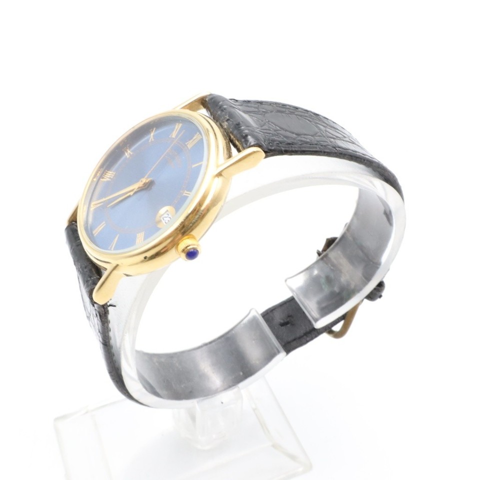 Rotary Men’s Quartz Gold Plated Dress Watch Blue Dial Date Leather ...