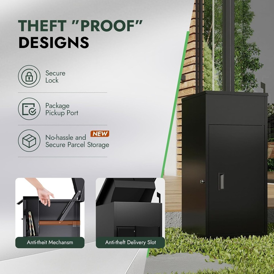 Package Delivery Boxes for Outside, Metal Parcel Drop Box, Large ...