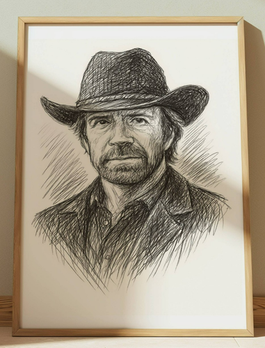 CHUCK NORRIS DRAWING PRINT PORTRAIT SKETCH 8" x 10" CHUCK NORRIS WALL ...