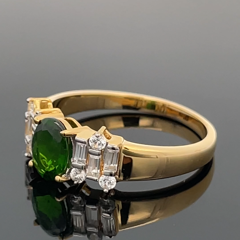 RING GR.20 (CA.63) AUS 925/- SILBER VERG. MIT CHROMDIOPSID & ZIRKON ...