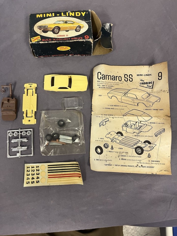 Lindberg Mini—Lindy Yellow Camaro SS #9 unconstructed original box | eBay
