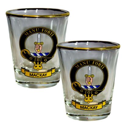 Shot Glass MacKay Clan Crest Set of 2 Whisky Tots Scottish Made | eBay UK