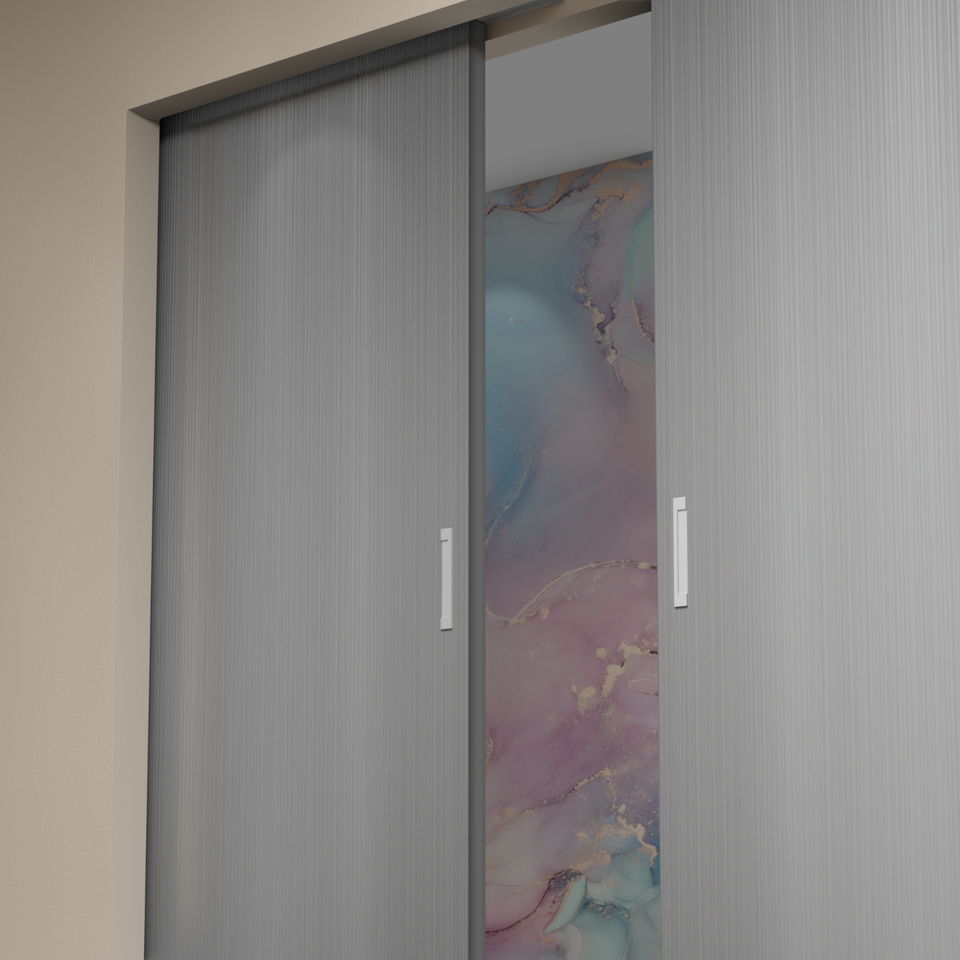 2 Finger Pull Flush Self-Stick on Handle Bypass Sliding pocket Doors ...