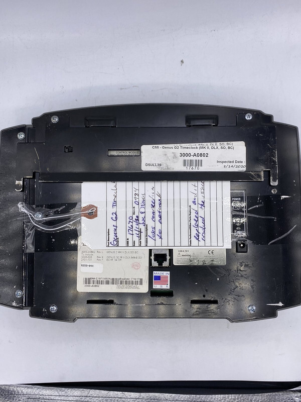 CONTROL MODULE INC 3000-A0805 CMI GENUS G2 TIMECLOCK (MK II, DLX, SO ...
