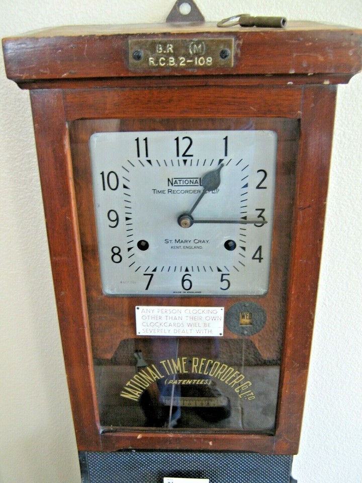 ANTIQUE NATIONAL TIME RECORDER CO. TIME CLOCK British Railways Midland ...