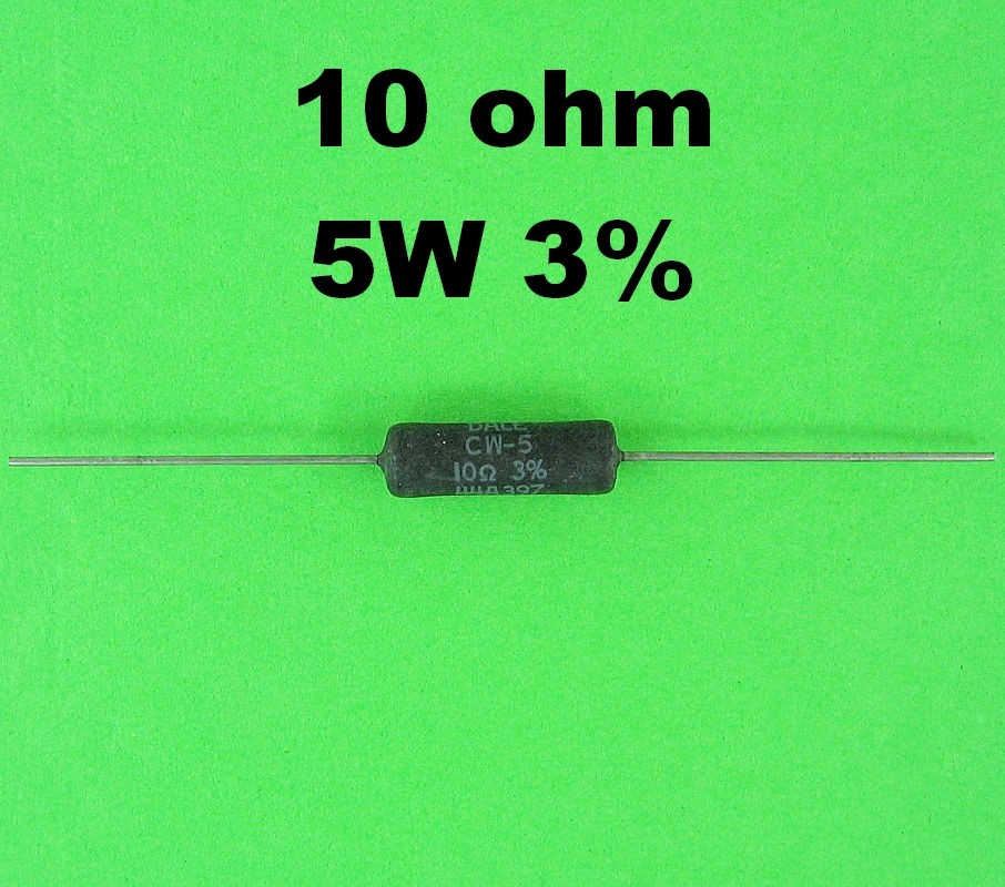 10 Ohm 5W Wirewound Power Resistor 3% Tolerance, Replaces 2W, 3W, 5% 10 ...