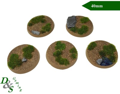 40mm Round Resin Scenic Infantry Bases Dirt/Grass Plains Wahammer 40K ...