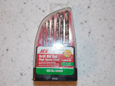 Ace High Speed Steel 7-Piece Drill Bit Set Metal/Wood 1/16" - 1/4 ...