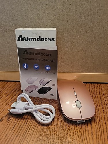 Normdecos Bluetooth Wireless Mouse Rose Gold, 2.4GHz, 2 In 1 USB and ...