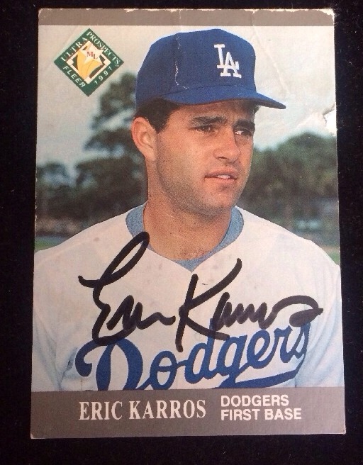ERIC KARROS 1991 FLEER ROOKIE RC Autographed Signed AUTO Baseball Card ...