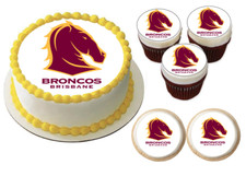 BRISBANE Broncos Edible Icing Cupcake Topper NRL Official Birthday ...