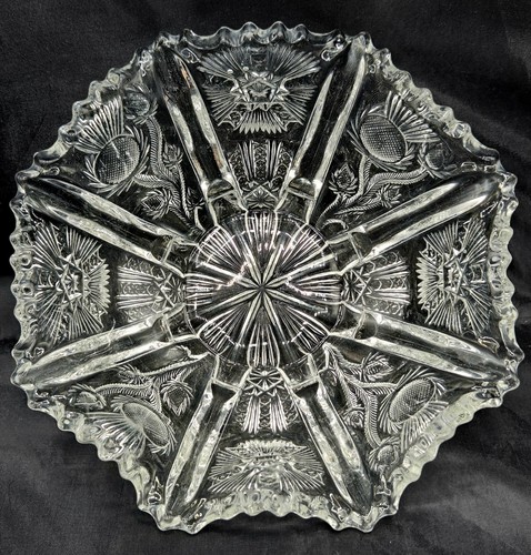 EAPG Antique John B. Higbee DELTA Glass 8"w Bowl CANADIAN THISTLE c ...