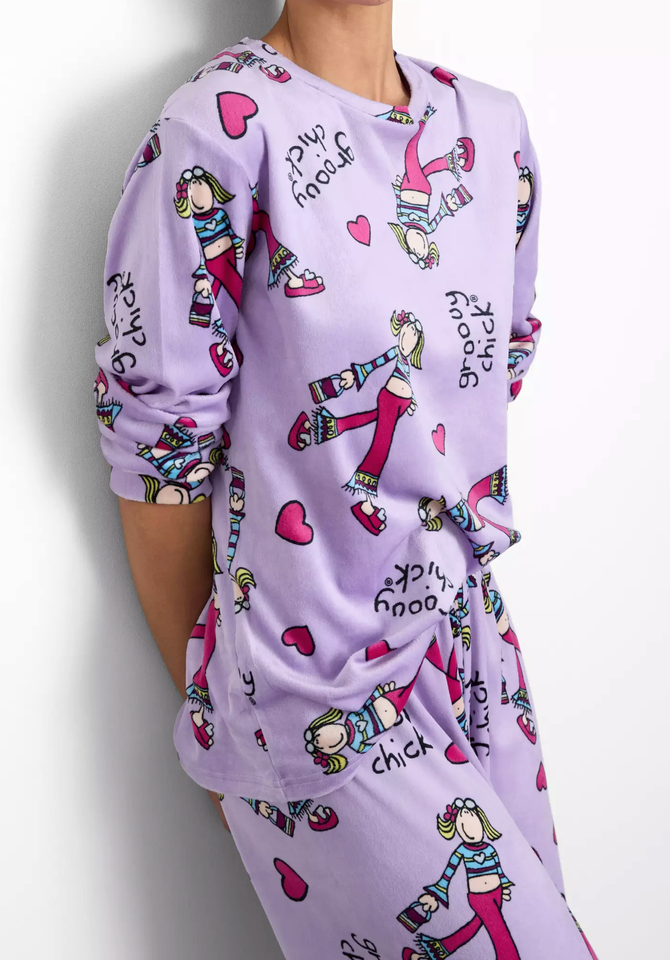 GROOVY CHICK Minky Fleece Pyjamas Ladies Women 6 to 24 Soft Touch PJs ...