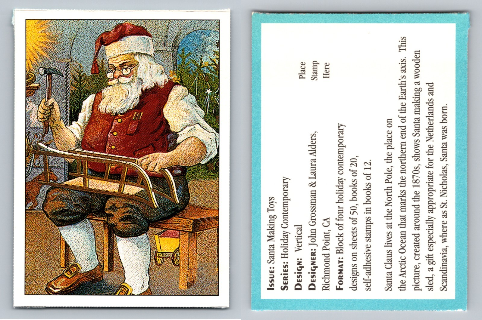 Santa Claus Making Toys Card - Very Unique John Grossman Laura Alders ...