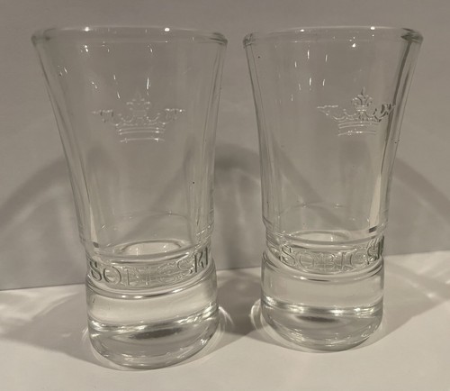 New Sobieski Vodka Shot Glasses Set 2 Bar Glass Crown Poland Sobi ...