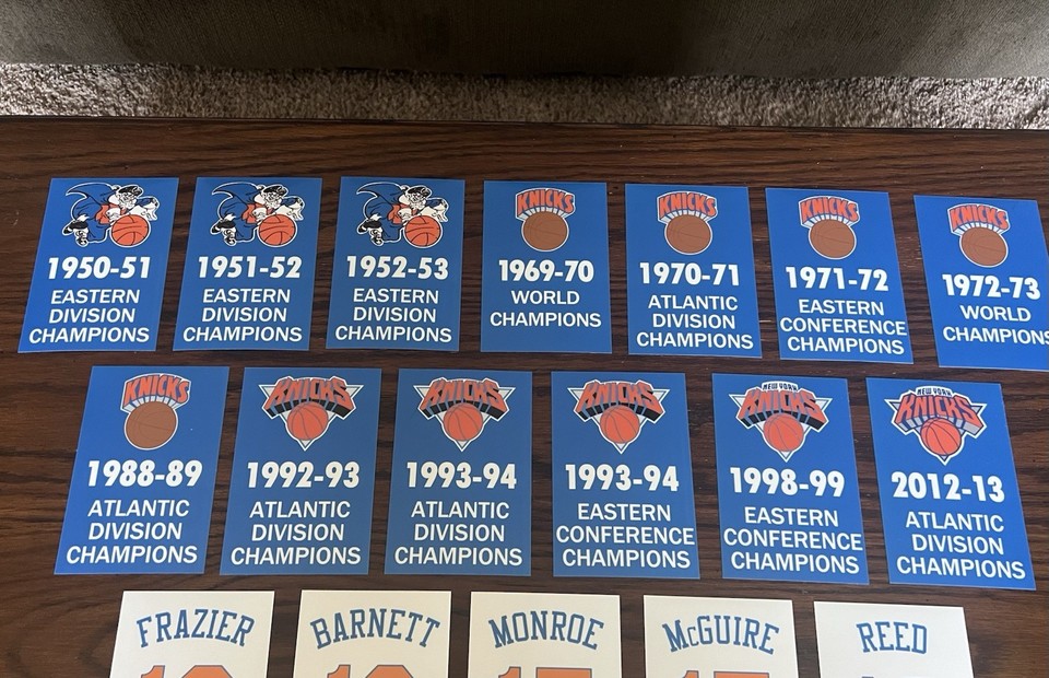 3 SIZES- New York KNICKS Championship & Retired # Decal Banners Man ...