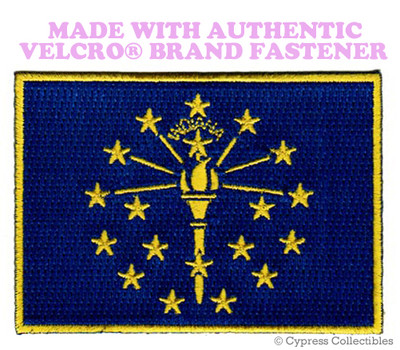 INDIANA STATE FLAG PATCH EMBROIDERED SYMBOL APPLIQUE w/ VELCRO® Brand ...
