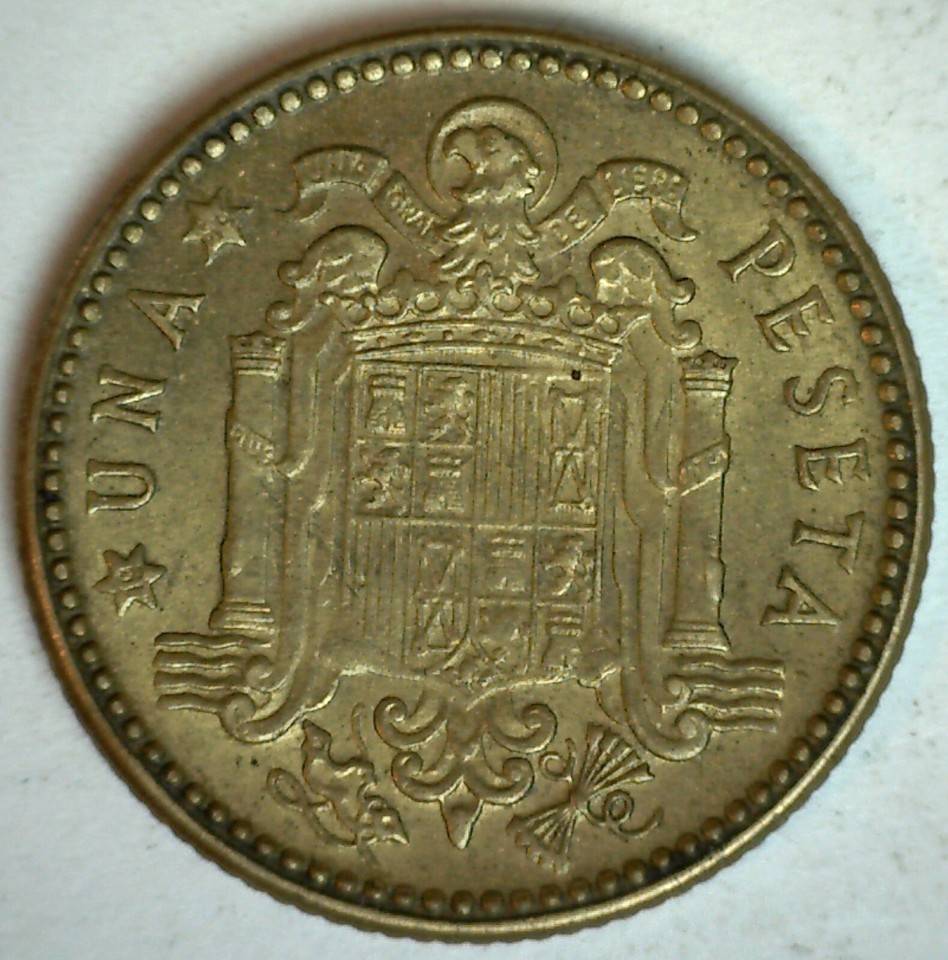 1947 (1954) Spain Aluminum Bronze Peseta Coin Extra Fine Circulated ...