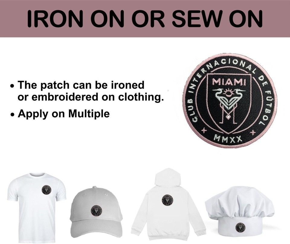 Inter Miami MLS Club Logo Iron On Patch-Sew Patch-Embroidered Patch 3.5 ...