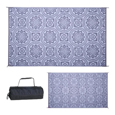Gray White Medallion 5 x 8 ft Outdoor Patio Deck RV Mat Reversible Rug ...