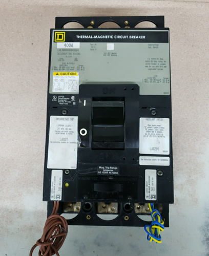 SQUARE D 400 AMP CIRCUIT BREAKER 500/600 VDC 3 POLE W/ AUX ...