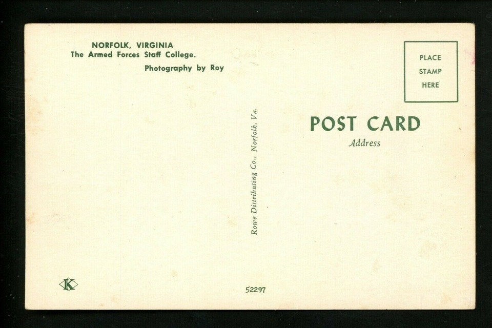 Military Base postcard Armed Forces Staff College Norfolk, Virginia VA ...