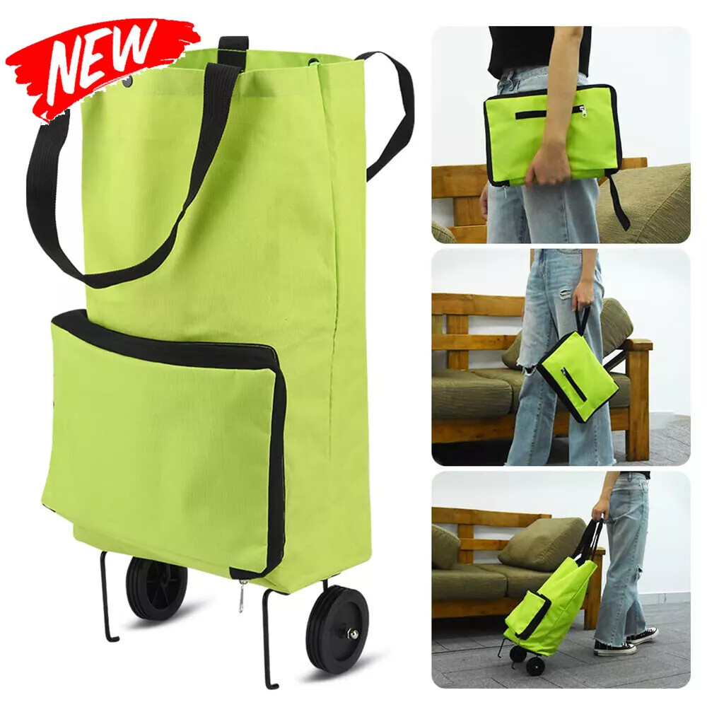 Foldable Rolling Shopping Bag on Wheels Reusable Shopping Cart Trolley ...