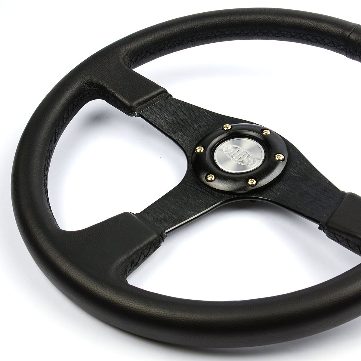 SAAS Steering Wheel Leather 15 " ADR Octane Black Spoke SW515BL-R ...
