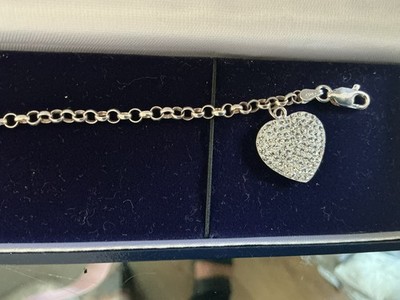 Beautiful Silver loveheart Bracelet with delmonties 7 inches long | eBay UK