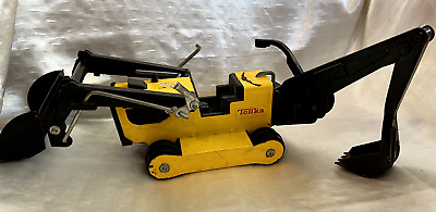 Vtg PRESSED STEEL TONKA T-6 TRACK FRONT END LOADER BACKHOE BULLDOZER 19 ...