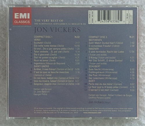 Jon Vickers - The Very Best of Jon Vickers - Jon Vickers 2 CD Set | eBay