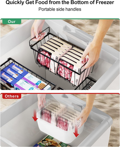 4-Pack Stackable Freezer Organizer Bins for 5-7 Cu.Ft Chest Freezer ...