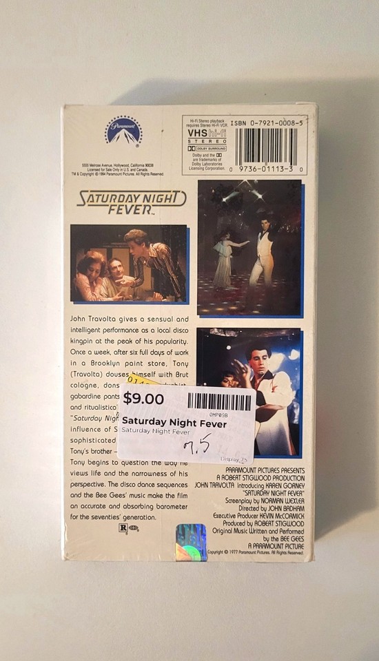Saturday Night Fever VHS Video Cassette. BRAND NEW - SEALED John ...