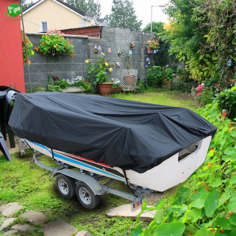 Fit V-Hull,Tri-Hull, Runabout Boat Black PU 600D Boat Cover 17-19' 96 ...