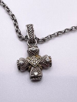 Judith Ripka Sterling Silver 18K Gold Diamond Cross Station Amethyst ...