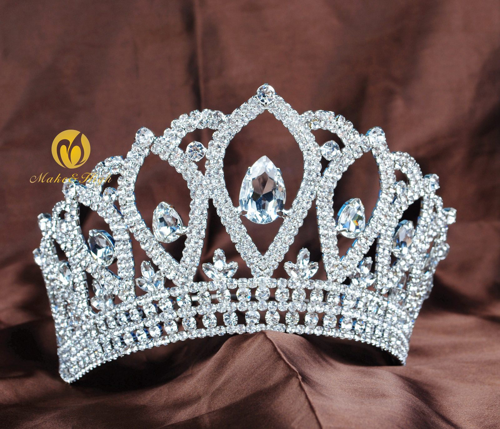 Queen 4.5" Pageant Tiara Crown Rhinestones Bridal Wedding Headband ...