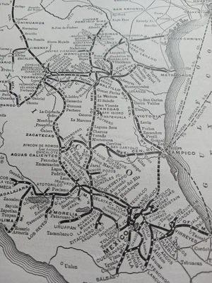 1909 train map MEXICAN INTERNATIONAL | Grelly UK