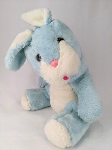 Vintage 80s BJ Toy Co Blue Bunny Rabbit 14" Plush Stuffed Animal Easter ...