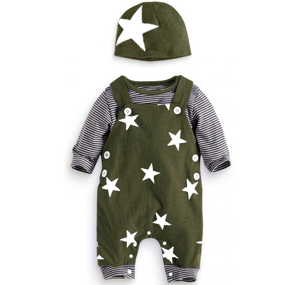 Baby Infant Kids Baby Boys Star Clothes T-shirt Tops Strap Pants ...