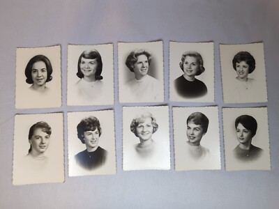 Vtg 1950s/60s Detroit High School Yearbook Photos B&W Lot 10 Girls Lady ...