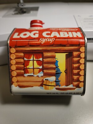 Vintage 1987 Red Log Cabin Maple Syrup Tin Can 100th Anniversary ...